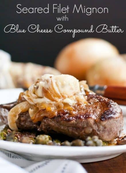 Seared Filet Mignon with Caramelized Onion and Blue Cheese Compound ...