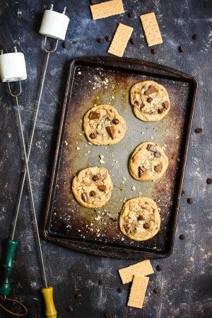 S'mores on Graham Cracker Chocolate Chip Cookies