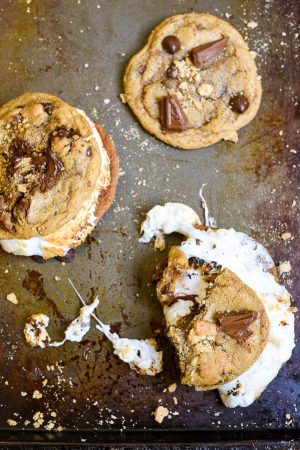 S'mores on Graham Cracker Chocolate Chip Cookies