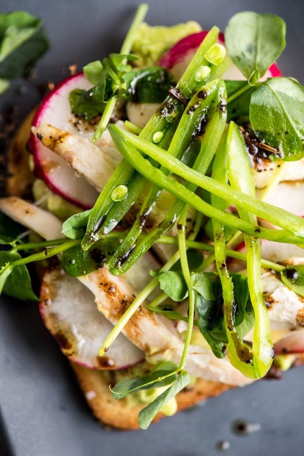 Springtime Avocado Toast with Radish, Chicken, and Peas - NeighborFood